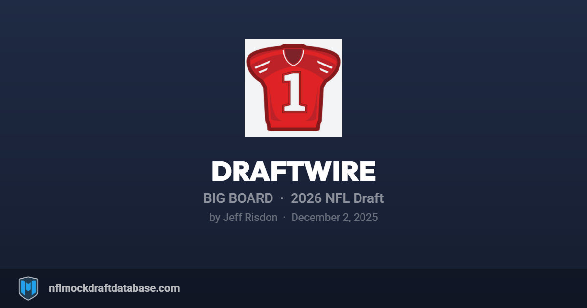 2026 NFL Big Board by Jeff Risdon (Draftwire) | NFL Mock Draft Database