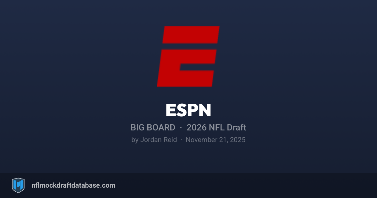 2026 NFL Big Board by Jordan Reid (ESPN) | NFL Mock Draft Database
