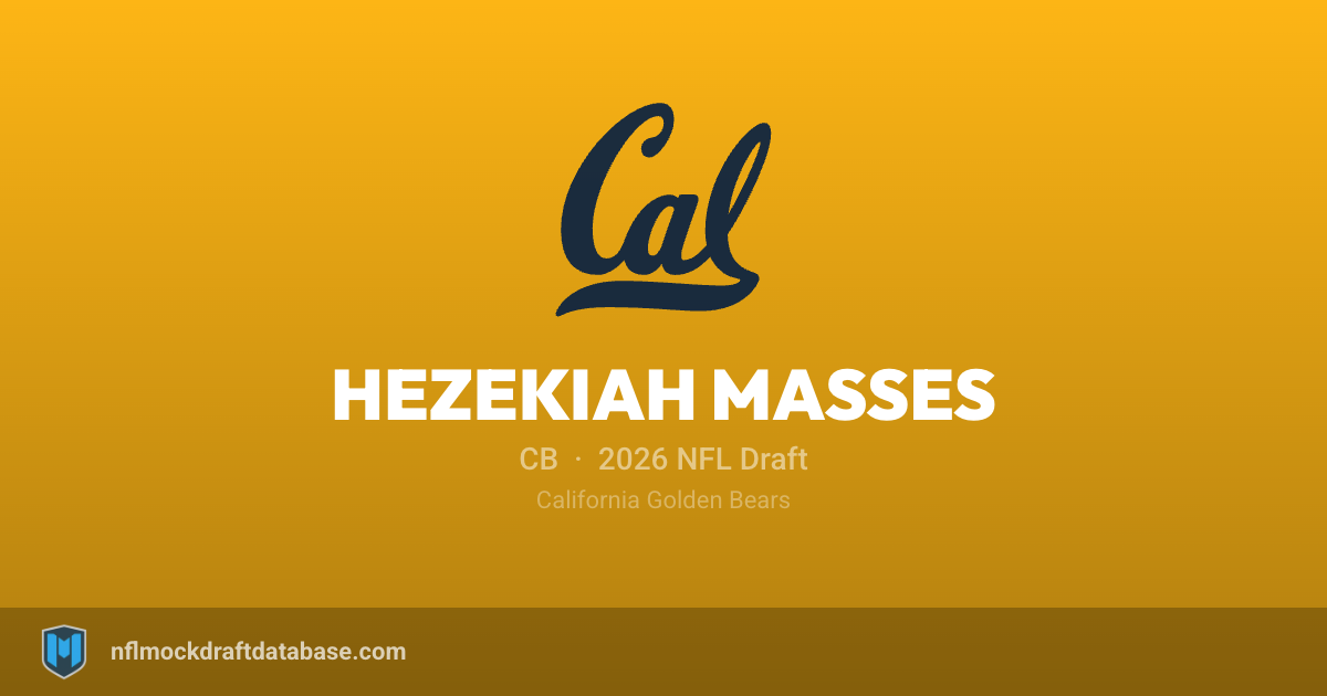 Hezekiah Masses 2026 NFL Mock Draft Profile — CB | NFL Mock Draft Database