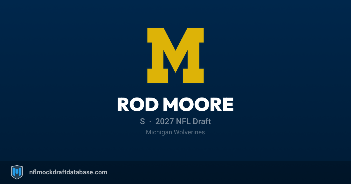 Rod Moore 2027 NFL Mock Draft Profile — S | NFL Mock Draft Database
